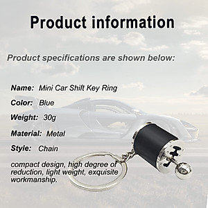 stymart Shifter Gear Keychain, 6 Speed Gear Box Shifter Keychain Key chain Ring, Mini Car Gear Shift Stick Knob Keyring, Car Key Fob Keychain Accessories(Black)
