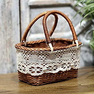 WSZJJ Hand-Woven Small Flower Basket Rattan Small Flower Basket Flower Basket Simulation Flower Basket