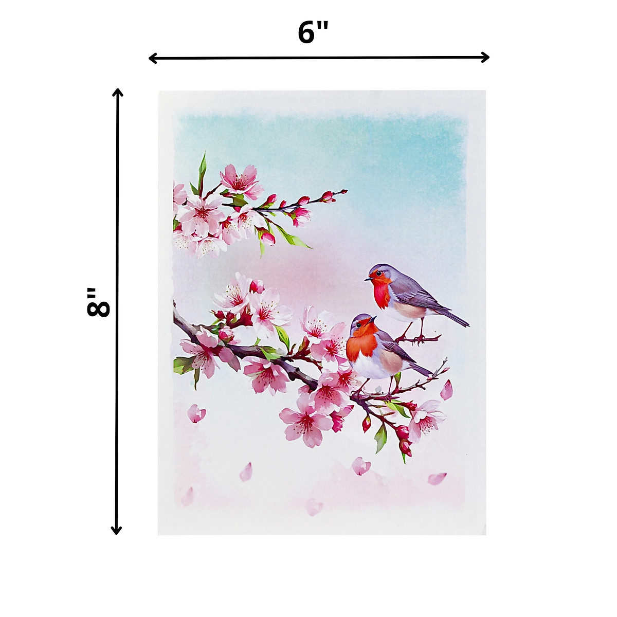 Mothers Day Card, Pop Up Valentines Day Birthday Anniversary Cards, 3D Get Well Soon Thank You Card (Size 6x8 In – Cherry Blossom Robins Couple).