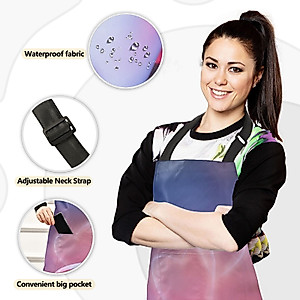 5Pcs Morning Coffee Oven Mitts and Pot Holders, Eiffel Tower Red Rose Long Kitchen Apron and Accessories Set Kitchen Linen Sets Potholders Oven Gloves for Women Men Baking Cooking BBQ