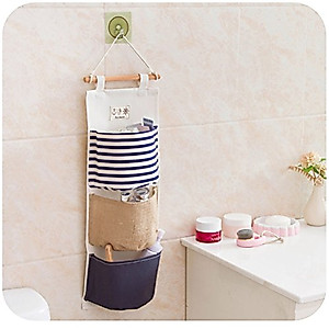 OPOO Fabric Wall Door Closet Hanging Storage Bag Small Cotton Hanging Pocket Door Hanging Organizer 3 Pockets
