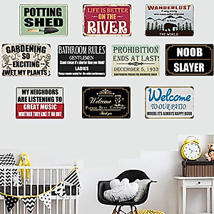 FSTIKO Life is Better on The River Vintage Tin Bar Sign Farmhouse Wall Home Decor Garden Decorative Plaque for Living Room, Bedroom or Bathroom 8X12Inch