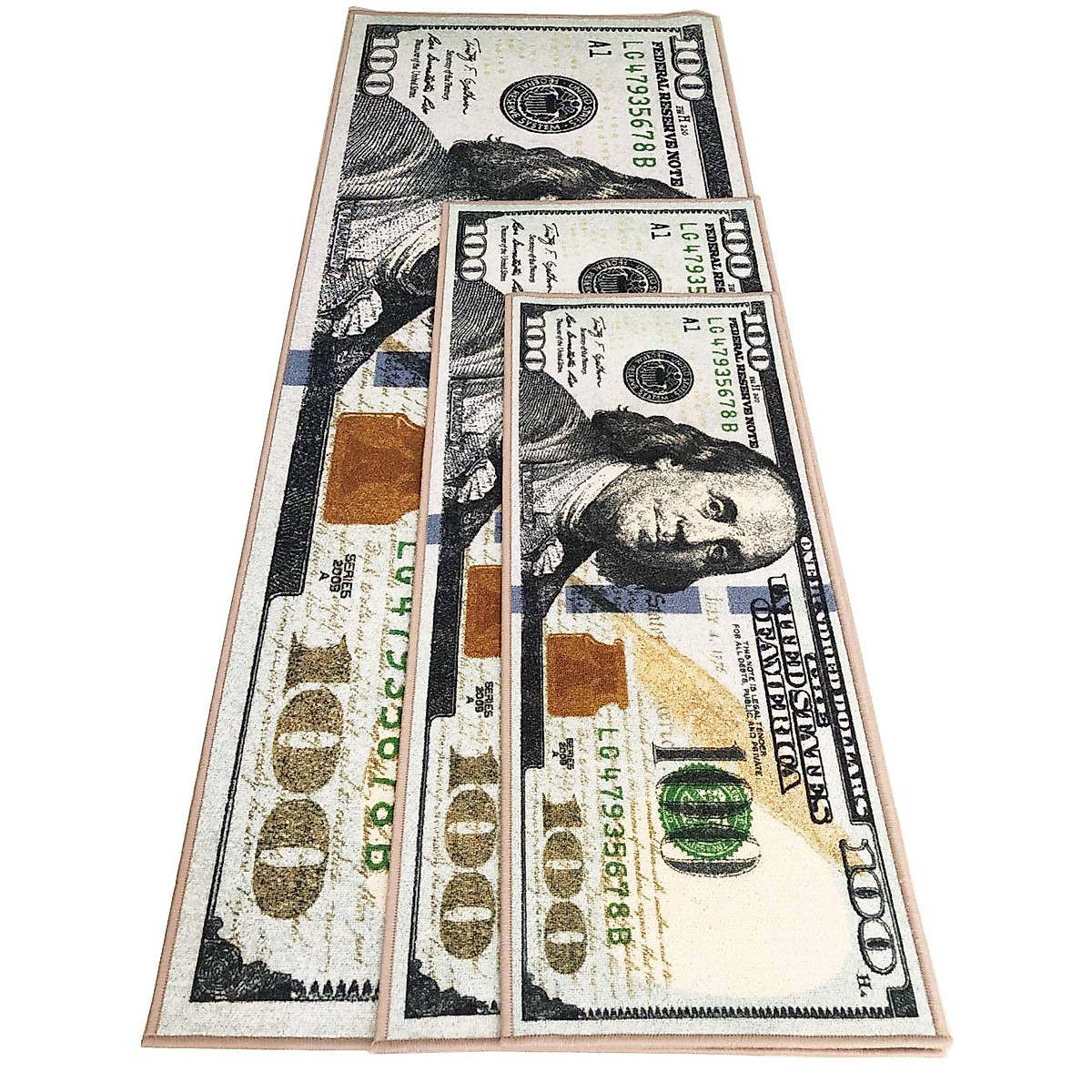 HUAHOO Money Rugs 100 Dollar Bill Runner Area Rug for Living Room Kitchen Rug Laundry Runner Rug Bedroom Bathroom Mat (22" x 53")