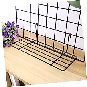 BESTOYARD Hanging Wire Shelf Wire Wall Panel Wall Grid Display Shelf Metal Floating Shelf Desk Book Holder Grid Basket Wall Grid Panels Grid Wall Rack Panel White Shelfs Organizer Iron Wire
