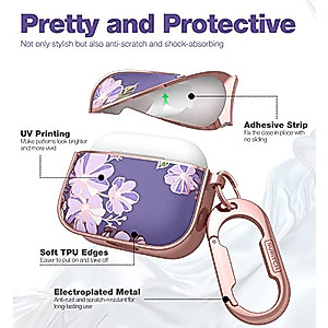 SURITCH Protective Case for AirPods 3rd Generation with Keychain, Cover for Apple AirPod Gen 3 Earbuds Support Wireless Charge Shockproof Stylish Cute for Women Girls, Purple Cosmos