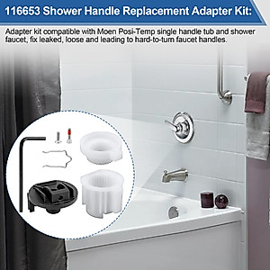 116653 Shower Faucet Handle Adapter Kit Replacement for Moen Posi-Temp Handles, Replacement Parts Compatible with Moen Single Handle Tub/Shower Faucet Valve Cartridge