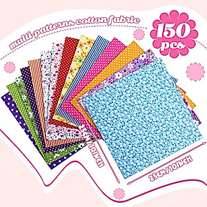 150 Pcs 10 x 10 Inches Cotton Fabric Bundle Precut Fat Squares Fabric Scraps Cotton Quilting Fat Flower Animals Cartoon Fabric Patchwork for DIY Craft Sewing Clothing
