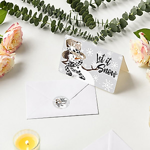 Artoid Mode 24 Pack Let It Snow Thank You Cards Snowflake Snowman Greeting Cards Gift With Envelope Sticker Blank Note Cards for Birthday Wedding Baby Shower Bridal Shower, 4 x 6 Inch