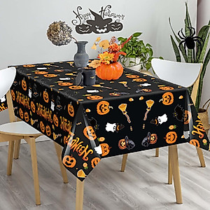 Thanksgiving Tablecloth Rectangle 54" x 108" Plastic Fall Table Cloth Disposable Camping Halloween Christmas Table Cover Decorations Cute Indoor Outdoor Waterproof Birthday Party Supplies Decorations