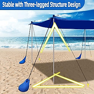 UMARDOO Family Beach Tent Canopy Sun Shade Portable 10×10FT, Large Wind Resistance Beach Sun Shelter Easy Setup with Packable Carry Bag for Outdoor Travel UPF 50+ (Blue)