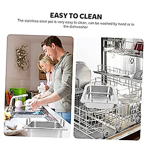 Anneome Hot Pot Cooking Pot Square Hot Pot Stainless Steel Saucepan Korean Hot Pot Metal Cooking Utensils Stainless Stee Hot Pot Cookware Hot Pot Practical Soup Pot Stainless Hot Pot