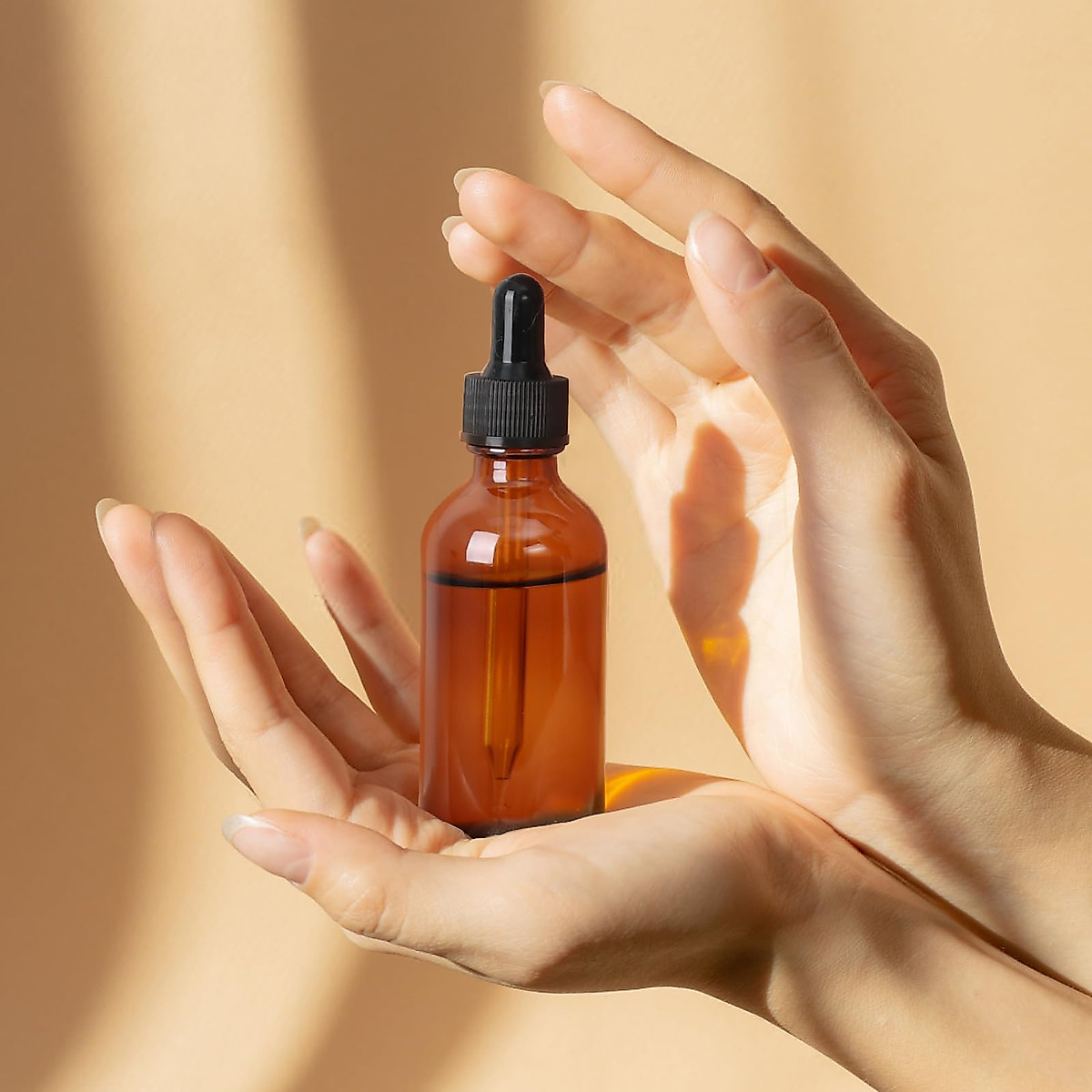 STARSIDE 24 Pack 2 oz Amber Glass Dropper Bottles for Essential Oils,60 ml Glass Bottles with Glass Droppers for Lab Chemicals,Perfumes.Included 1 Brush,2 Funnels and 24 Labels