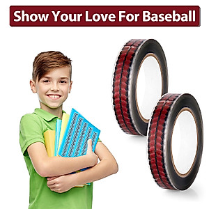 Outus 110 Yards Baseball Stitches Design Tape Adhesive Packing Tape Tape Crafting Wrapping Decorative Roll Tape for Thanksgiving Christmas Wrapping Funny Home Decoration Sealing and More(2 Rolls)