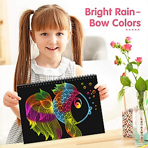 LET'S GO! Toys for Girls Ages 3-8 2 Pack Halloween Rainbow Scratch Paper Art for Kids Toys for 3 4 5 6 7 8 9 10 Year Old Girls Magic Arts and Crafts Supplies for Kids Ages 8-12 Kids Christmas Gifts