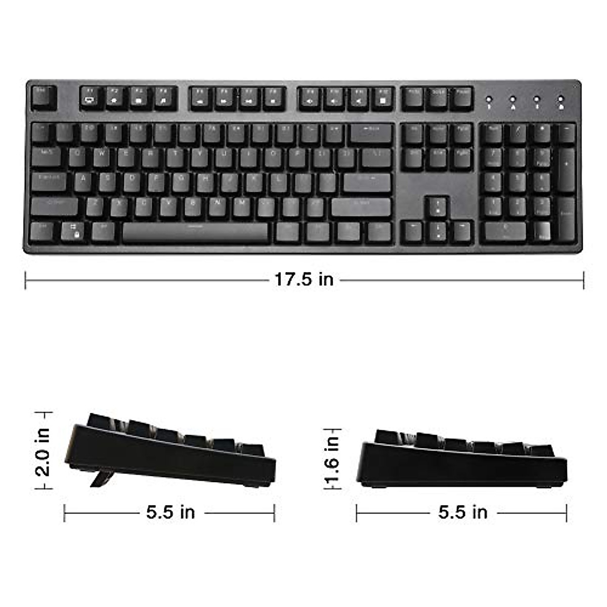 VELOCIFIRE Gaming Keyboard Mechanical, VM02WS 104-key Full Size Gaming Keyboard Ergonomic with Red Switches White Backlit & High Battery Lasting for Copywriters, Typists, Programmer(Black)