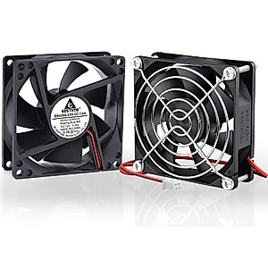 GDSTIME 2 Pack 80mm x 25mm Dual Ball Bearings High Speed 4500RPM 12V DC Brushless Cooling Fan