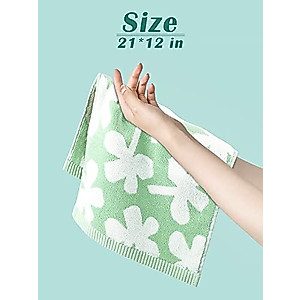 Hand Towel Fingertip Towels Set 12 x 21 Inches, 100% Cotton Small Hand Towels for Bathroom Kitchen Spa 3 Colors 6 Pack, Four Leaf Clover