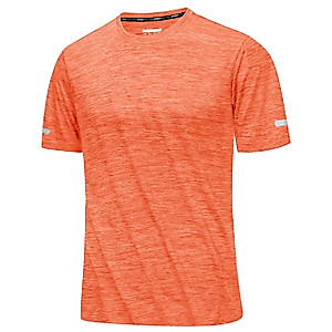 MAGCOMSEN Sports Shirts for Men Dry Fit Crew Neck Quick Dry Cool Lightweight Marathon Tee Hiking Athletic T Shirt Orange L