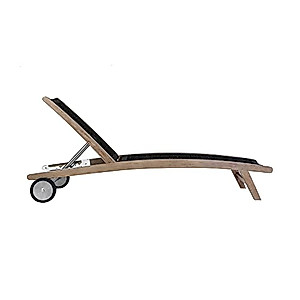 Armen Living Chateau Outdoor Patio Adjustable Chaise Lounge Chair in Eucalyptus Wood and Charcoal Rope