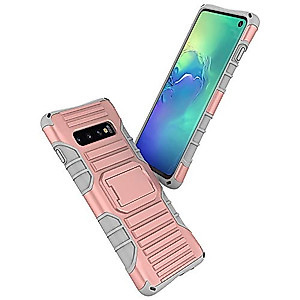 Samsung Galaxy S10 Case with Cross Body Strap and Stand, 2 in 1 Shockproof Hybrid Hard PC & Soft Rubber, Crossbody Lanyard Perfect for Go Outside and Women Kid Elderly,Pink