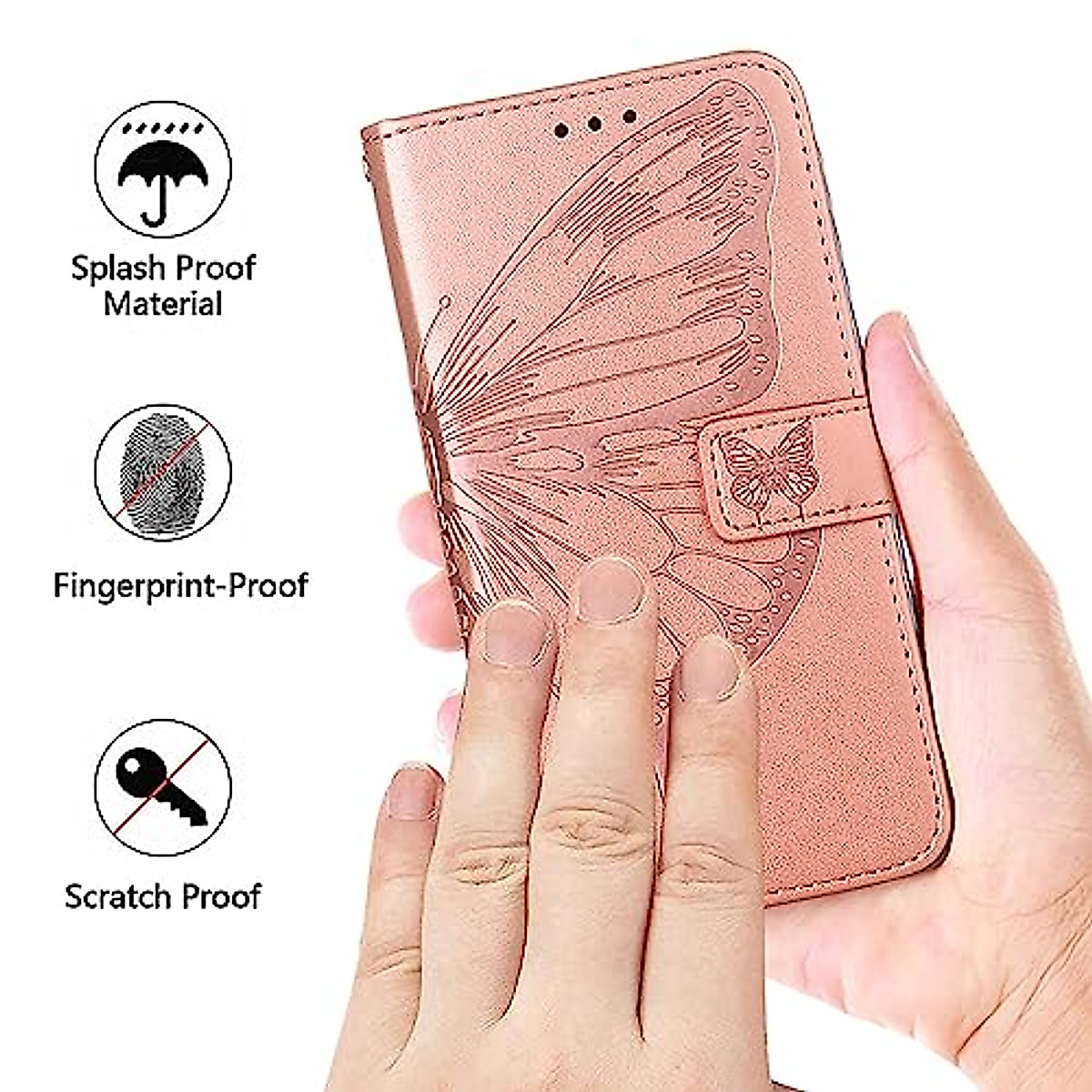 Galafu Case for Sony Xperia 1 III, Magnetic PU Leather Cover with Card Slot and Kickstand, Shockproof Flip Wallet Case with TPU Inner Shell for Sony Xperia 1 III, Rose Gold