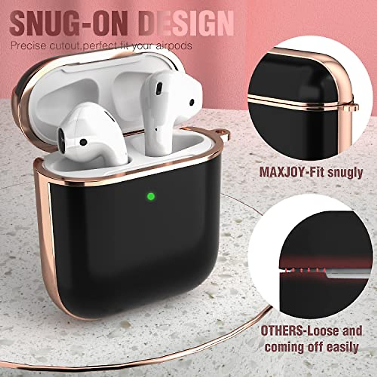 Maxjoy Compatible AirPod Case Cover, Cute Air Pod 2 Hard Shell for Women with Keychain Protective Air Pod 2nd 1st Generation Cover