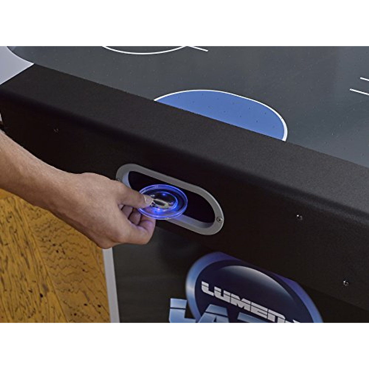 TRIUMPH SPORTS USA Lumen-X Lazer 6’ Interactive Air Hockey Table Featuring All-Rail LED Lighting and In-Game Music