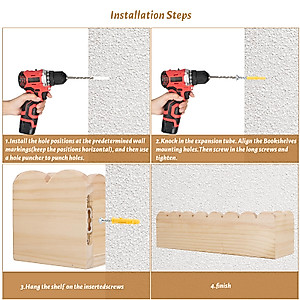 Zouboat Scalloped Floating Nursery Bookshelves for Wall Set of 2,Natural Wood Wall Bookshelf for Kids Rooms, Preassembled Baby Bookshelf,Hanging Storage Shelves (Burlywood)