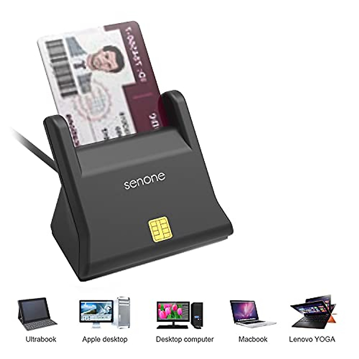DOD Military USB Common Access CAC Smart Card Reader, Suitable for Military ID Card/IC Bank Chip Card Reader, Compatible with Windows, Mac OS and Linux.
