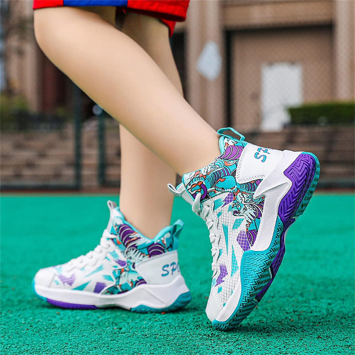 DAYUMKOU Boys Shoes Kids Basketball Shoes Girls Tennis Shoes Lightweight Breathable Walking Running Sports Shoes