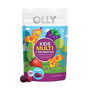 OLLY Kid's Multivitamin + Probiotic Gummy, Vitamins A, C, D, E, B, Zinc, Digestive Support, Chewable Supplement, Berry Flavor, 60 Day Supply - 120 Count Pouch