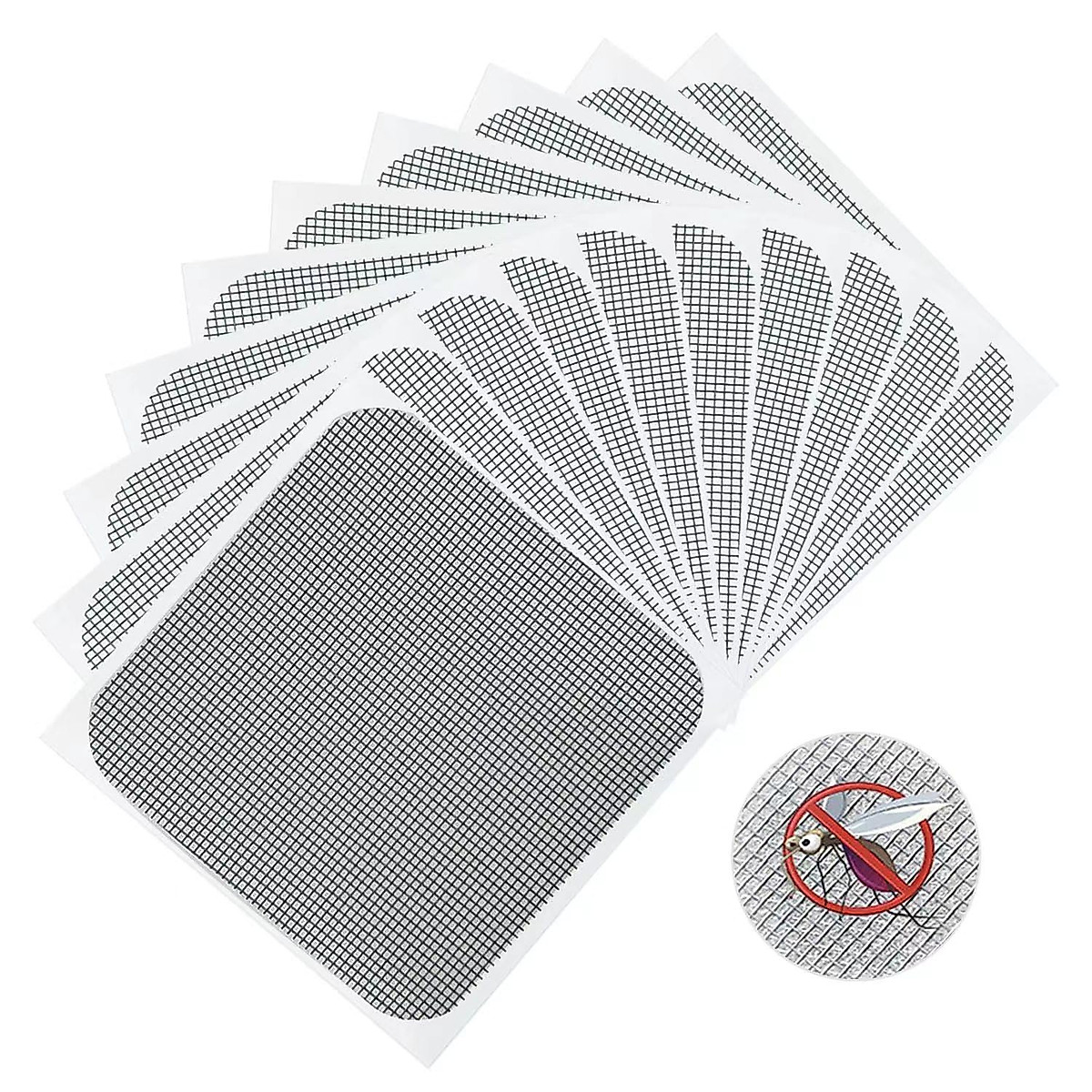 Window Screen Repair Patches,Screen Door Replacement Repair Kit,Self-Adhesive Screen Kit Fiberglass Screen Patches Mesh Repair Suitable for Repairing Holes&Tears (Grey-10Pcs, Large)