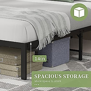 Musen King Bed Frame, 14 Inch Platform with Storage, Heavy Duty Steel Metal Bed Frame No Box Spring Needed, Noise Free, Anti-Slip, Easy Assembly (Max Load: 1200lb)