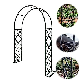 Garden Arch,Garden Arbor Rose Arches,Heavy Trellis,Pergola Arbor,Archway Galvanized Weatherproof Trellis Rose Aid Extra Wide Pergola Stand260*230cm (Color : Black, Size : W140cmXH230cmXD40cm)