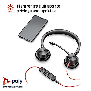 Plantronics - Blackwire 3325 Wired Stereo Headset with Boom Mic (Poly) - Connect to PC/Mac via USB-A or mobile/tablet via 3.5 mm connector - Works with Teams, Zoom & more