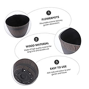 Yardwe Barrel Indoor Resin Floor Barrels Decoration Basin Veranda Planters Rattan Whiskey for Pot Flowerpot Home Vase Container Outdoor Garden Artificial Large Bonsai Holder Inch