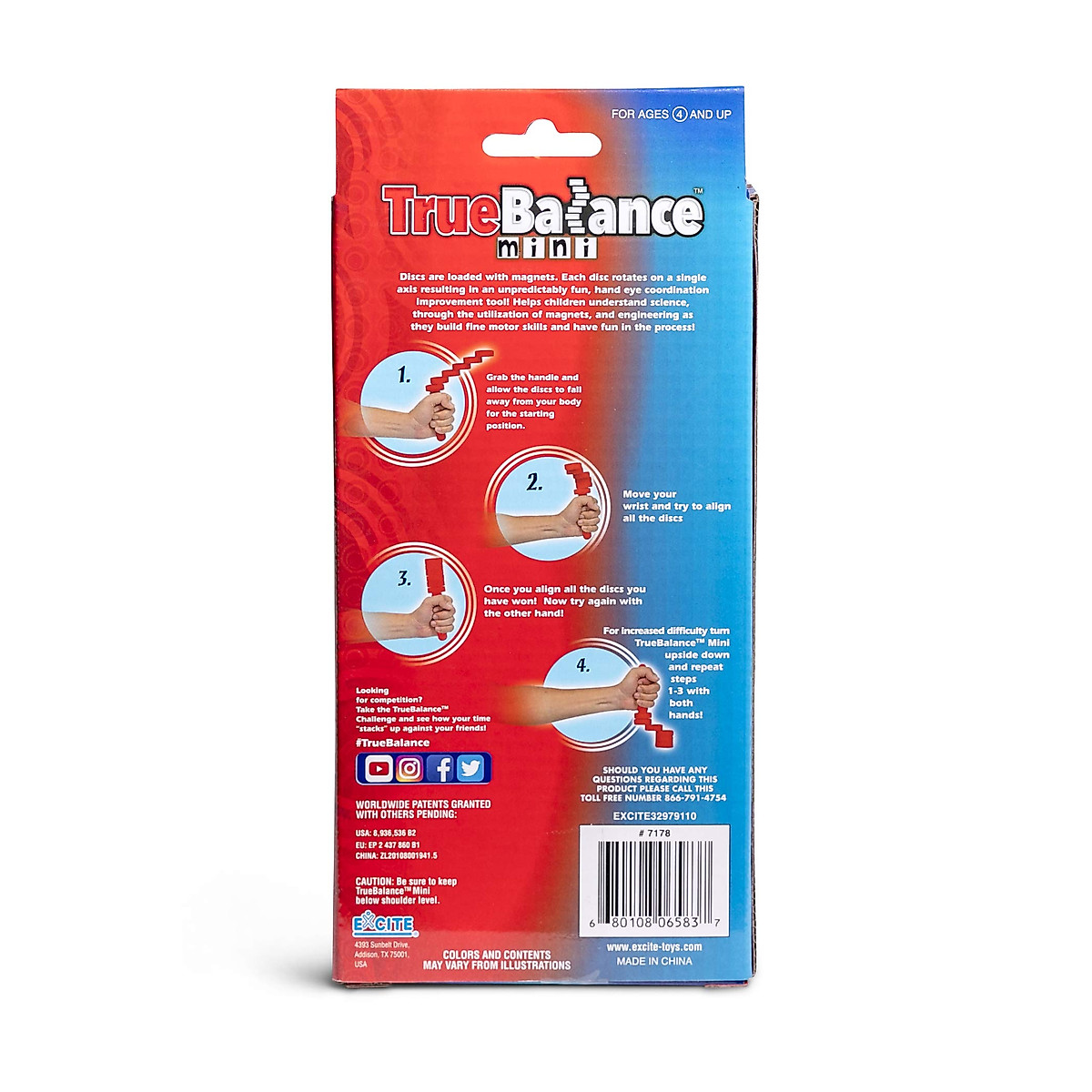TrueBalance Coordination Game Balance Toy For Adults and Kids | Improves Fine Motor Skills (Mini Blue)