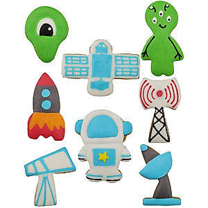Space Alien Series Cookie Cutter Set of 8 pcs, Stainless Steel UFO Fondant Cutters Set Pastry Biscuit Baking Clay DIY Molds for Kids