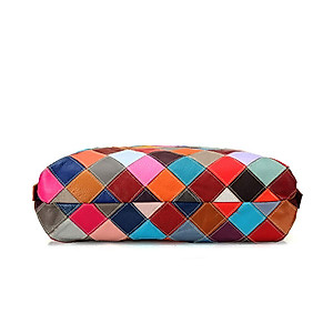 Segater® Women's Multicolor Tote Handbag Genuine Leather RANDOM Color matching Design Hobo Crossbody Shoulder Bag Big Purses