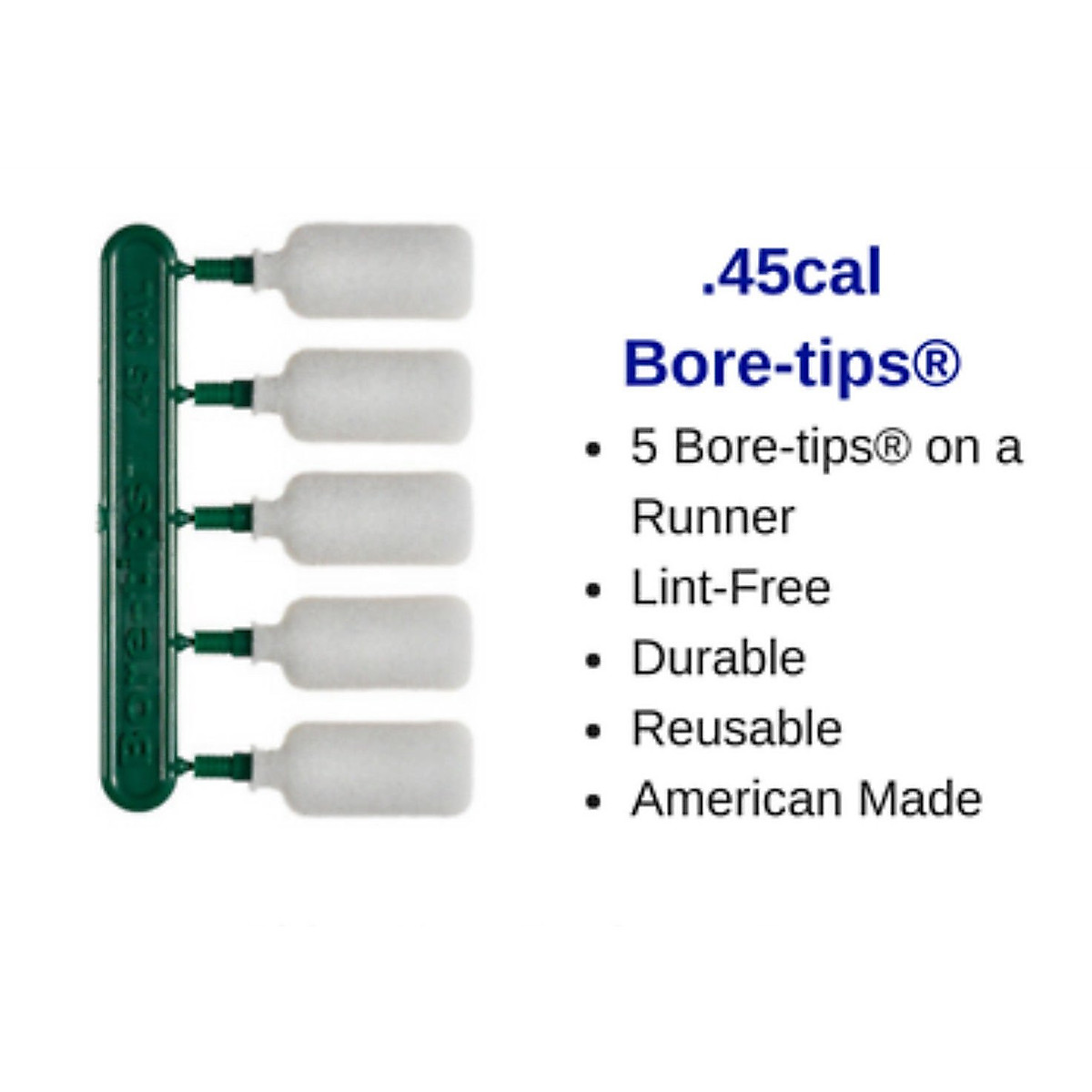 .45cal Gun Cleaning Bore-tips® by Swab-its®: Barrel Cleaning Swabs