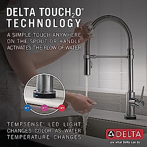 Delta Faucet Trinsic Pro Commercial Style Kitchen Faucet, Touch Kitchen Faucets with Pull Down Sprayer, Kitchen Sink Faucet, Touch Faucet, Delta Touch2O Technology, Arctic Stainless 9659T-AR-DST