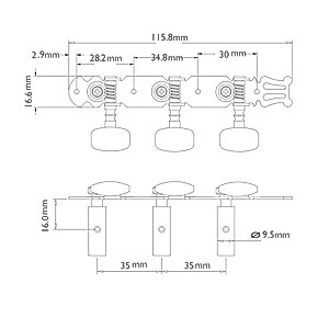 Randon Classical Guitar String Tuning Peg Tuner Machine Heads Tuning Key Pegs 3+3 Tuners for Nylon Strings (GOLD)