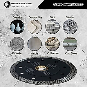 Whirlwind USA LCPM 7",Super Thin Premium Continuous Rim Tile Saw Diamond Blades,for Cutting Porcelain Tiles Granite Marble Ceramics (7 inch)