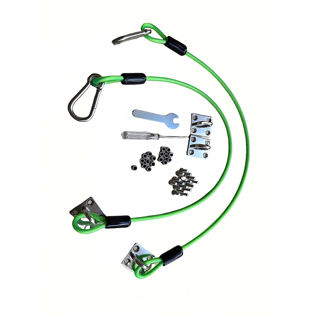 PIYAU Stainless Steel Rope+ PVC Trash Can Lid Locks (2), Garbage Trash Can Locks for Bear Animals Proof, Prevent Being Blown Over by The Wind