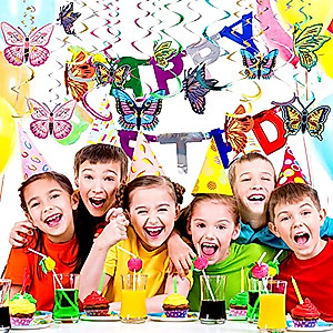 36 Pieces Spring Butterfly Hanging Swirl Decoration Summer Spring Party Hanging Streamer Butterfly Swirl Butterfly Hanging Ceiling Swirl for Home Baby Shower Wedding Birthday Wedding Garden Tea Party