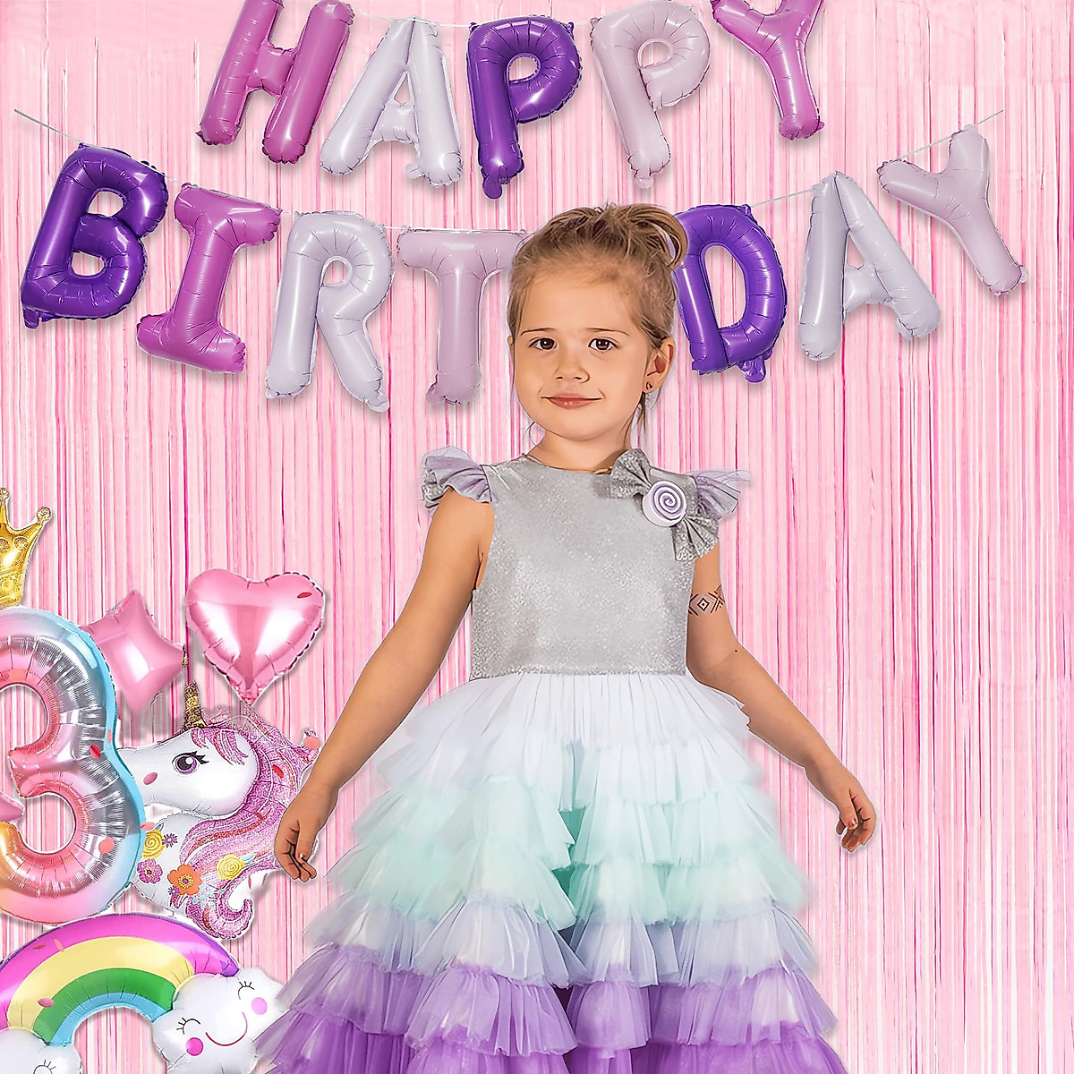 Pastel Pink Party Backdrop Decoration - GREATRIL Coral Pink Foil Fringe Streamers for Baby/Valentines/Cowgirl/Sweet/Cloud/Unicorn/Princess Themed - 3.2ft X 8.2ft - 2 Packs