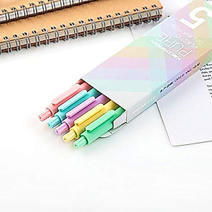 czxwyst Soft Touch Retractable Gel Ink Pens 0.5mm Fine Point (Macarons Colors 5-Pack Black Ink)