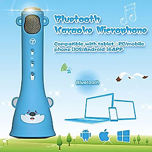 Overstock Wireless Karaoke Microphone Children's Speakers Birthday Gifts for Girls and Boys Popular Silver