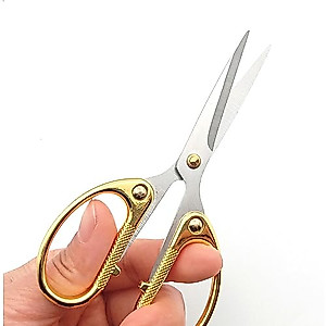Aemoe 5inch All Stainless Steel Office Scissors,Ultra Sharp Blade Shears,Sturdy Sharp Scissors for Office Home School Sewing Fabric Craft Supplies Multipurpose Scissors Gold(SC0005-GOLD-S)