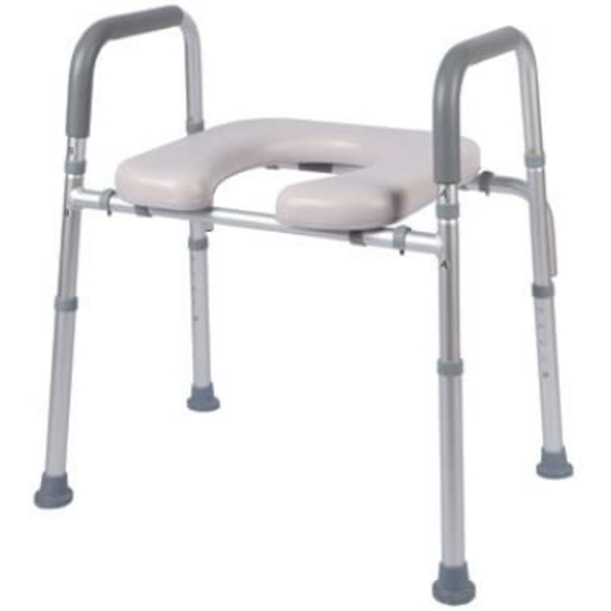 Agrish Raised Toilet Seat with Handles - Cozy Padded Elevated Medical Toilet Seat Riser, 350lb Adjustable Safety Assist Shower Chair for Elderly, Handicap, Pregnant - Gray